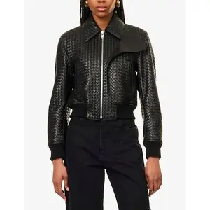 Bottega Veneta Intrecciato Leather Blouson Jacket - Double Black