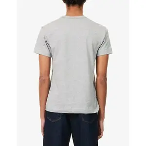 Play Comme Des Garcon Crewneck Embroidered-logo Cotton T-shirt - Grey