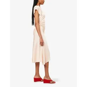 Victoria Beckham Asymmetric Twist Satin Midi Dress