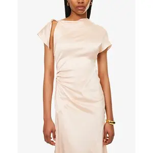 Victoria Beckham Asymmetric Twist Satin Midi Dress