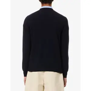 Play Comme Des Garcon Embroidered-logo Wool Jumper - Navy