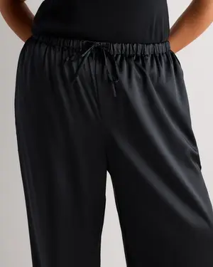 Quince 100% Mulberry Silk Drawstring Wide Leg Pants - Black
