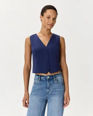 Quince Fluid Crepe Vest - Navy