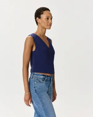 Quince Fluid Crepe Vest - Navy