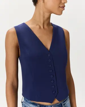 Quince Fluid Crepe Vest - Navy