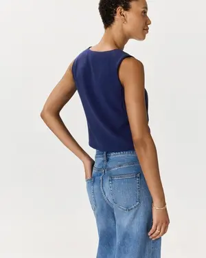 Quince Fluid Crepe Vest - Navy