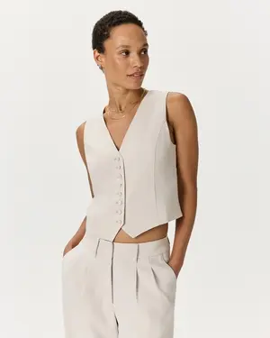 Quince Fluid Crepe Vest - Sand