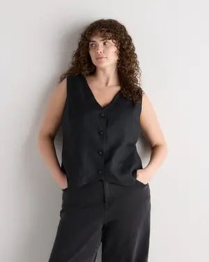 Quince Linen Vest - Black