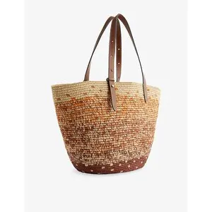 ANYA HINDMARCH Dégradé Large Round Raffia Basket Bag