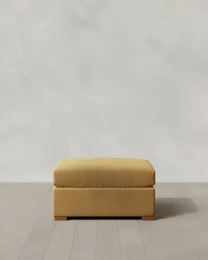 Quince Hollis Slope Arm Ottoman In Performance Velvet - Caramel