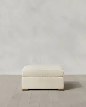 Quince Hollis Slope Arm Ottoman In Performance Velvet - Ivory