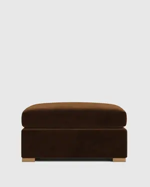 Quince Hollis Slope Arm Ottoman In Performance Velvet - Ivory