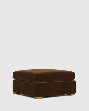 Quince Hollis Slope Arm Ottoman In Performance Velvet - Ivory