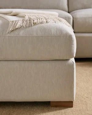 Quince Hollis Slope Arm Ottoman In Performance Velvet - Ivory