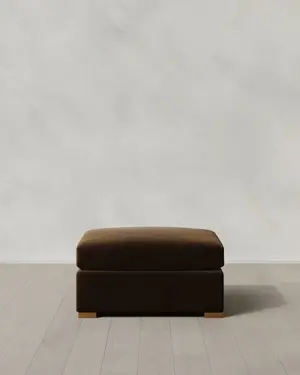 Quince Hollis Slope Arm Ottoman In Performance Velvet - Java