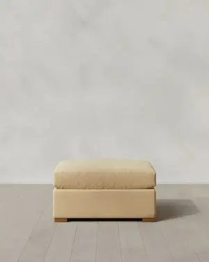Quince Hollis Slope Arm Ottoman In Performance Velvet - Linen