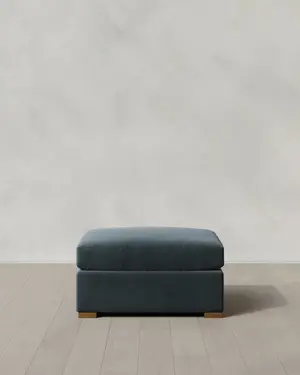 Quince Hollis Slope Arm Ottoman In Performance Velvet - Pine