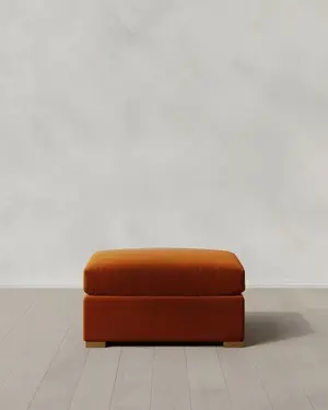 Quince Hollis Slope Arm Ottoman In Performance Velvet - Rust