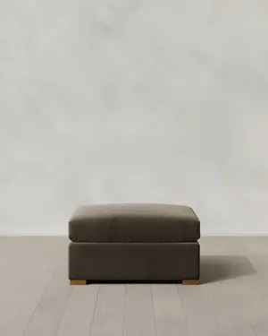 Quince Hollis Slope Arm Ottoman In Performance Velvet - Sable