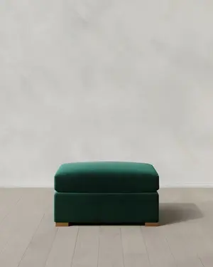Quince Hollis Slope Arm Ottoman In Performance Velvet - Spruce