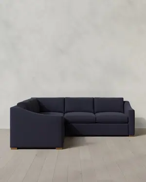 Quince Hollis Slope Arm L Sectional - Navy