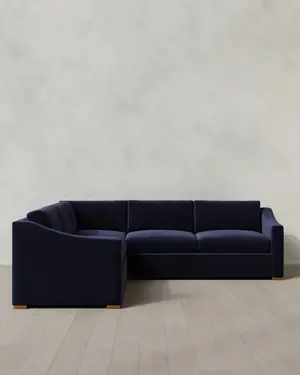 Quince Hollis Slope Arm L Sectional In Performance Velvet Midnight