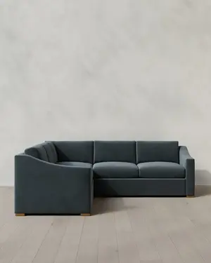 Quince Hollis Slope Arm L Sectional In Performance Velvet - Pine