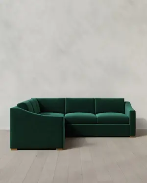 Quince Hollis Slope Arm L Sectional In Performance Velvet - Spruce