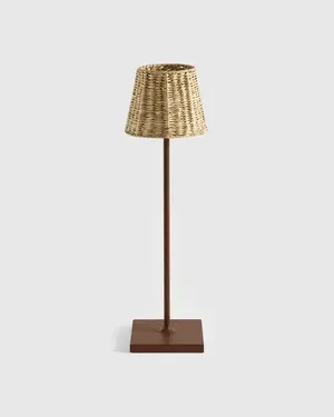 Quince Zafferano America Poldina Pro Rechargeable Table Lamp With Seagrass Shade Zafferano - Rust
