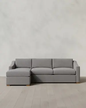 Quince Hollis Slope Arm Chaise Sectional In Performance Basketweave - Ash