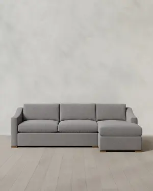 Quince Hollis Slope Arm Chaise Sectional In Performance Basketweave - Ash