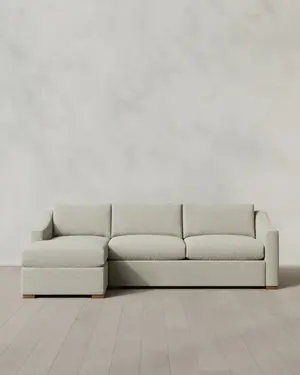 Quince Hollis Slope Arm Chaise Sectional In Performance Basketweave - Flax