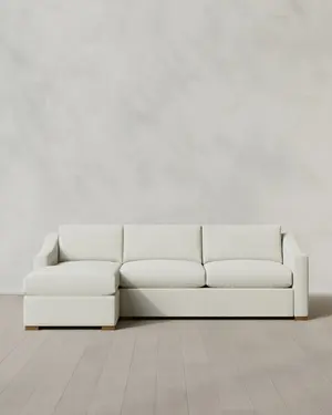 Quince Hollis Slope Arm Chaise Sectional In Performance Basketweave - Ivory