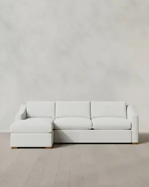 Quince Hollis Slope Arm Chaise Sectional In Performance Basketweave - Snow
