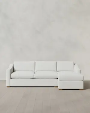 Quince Hollis Slope Arm Chaise Sectional In Performance Basketweave - Snow