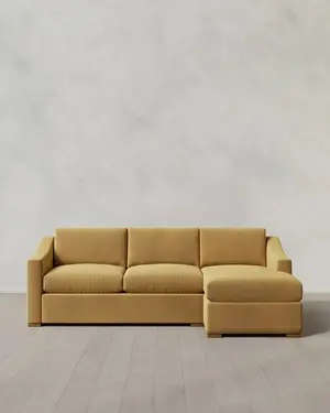 Quince Hollis Slope Arm Chaise Sectional Caramel