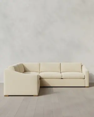 Quince Hollis Slope Arm L Sectional In Performance Chenille Linen Blend Eggshell