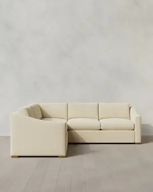 Quince Hollis Slope Arm L Sectional In Performance Chenille Linen Blend - Eggshell