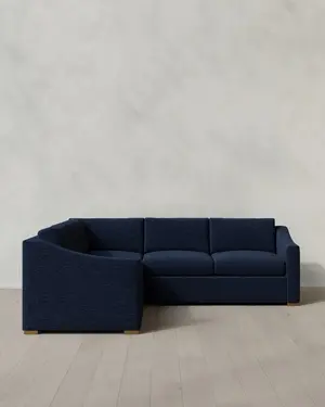 Quince Hollis Slope Arm L Sectional In Performance Chenille Linen Blend - Ink