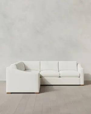 Quince Hollis Slope Arm L Sectional In Performance Chenille Linen Blend - Marshmallow