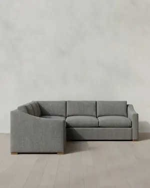 Quince Hollis Slope Arm L Sectional In Performance Chenille Linen Blend - Slate