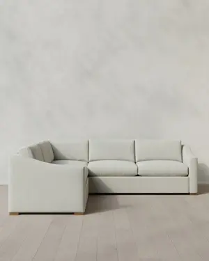 Quince Hollis Slope Arm L Sectional In Performance Chenille Linen Blend - Sorrell
