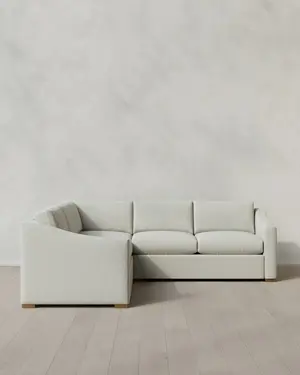 Quince Hollis Slope Arm L Sectional In Performance Chenille Linen Blend - Sorrell