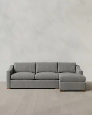 Quince Hollis Slope Arm Chaise Sectional In Performance Chenille Linen Blend - Slate