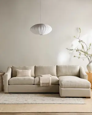 Quince Hollis Slope Arm Chaise Sectional In Performance Chenille Linen Blend - Slate