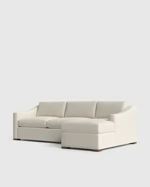 Quince Hollis Slope Arm Chaise Sectional In Performance Chenille Linen Blend - Slate