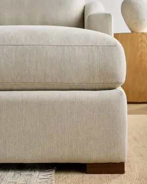 Quince Hollis Slope Arm Chaise Sectional In Performance Chenille Linen Blend - Slate