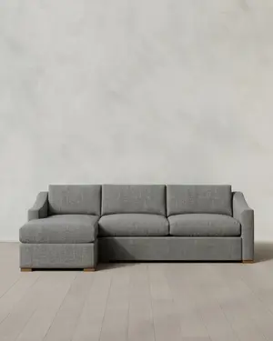 Quince Hollis Slope Arm Chaise Sectional In Performance Chenille Linen Blend - Slate