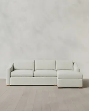 Quince Hollis Slope Arm Chaise Sectional In Performance Chenille Linen Blend - Sorrell