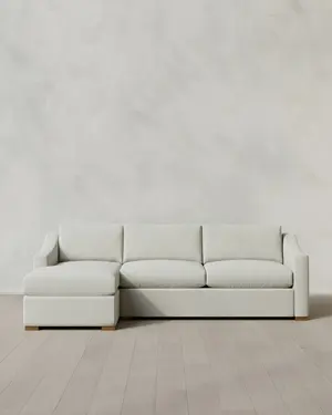 Quince Hollis Slope Arm Chaise Sectional In Performance Chenille Linen Blend - Sorrell